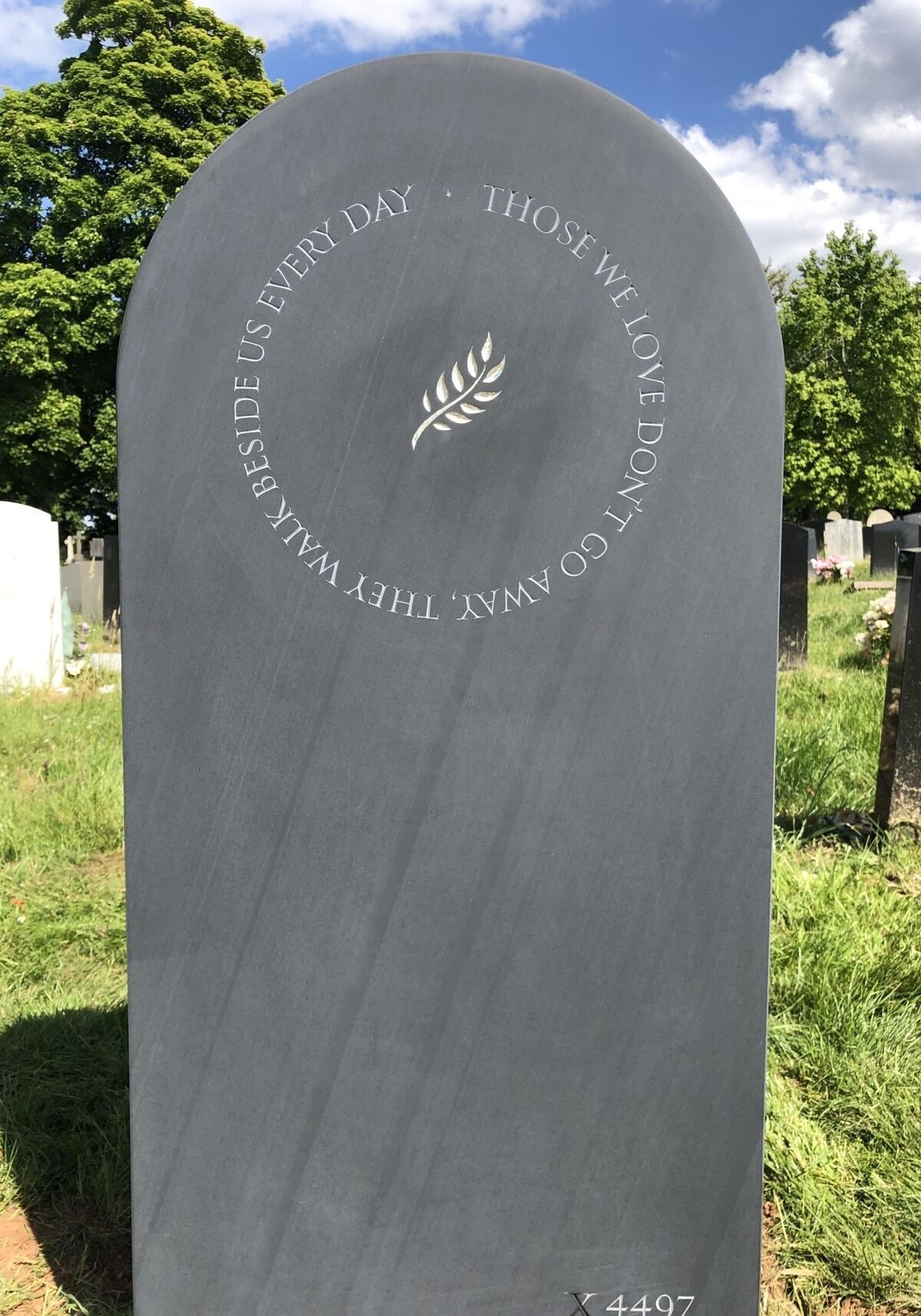 Circular headstone epitaph | Stoneletters